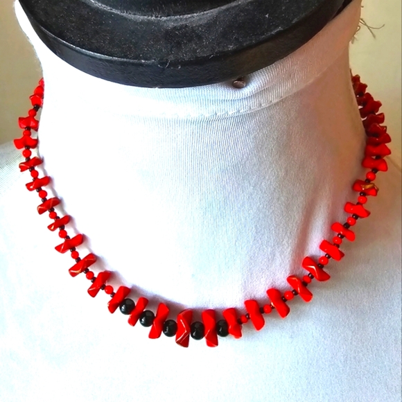 Hand Crafted | Jewelry | Handmade Necklace Beaded Red Ruffle Glass ...